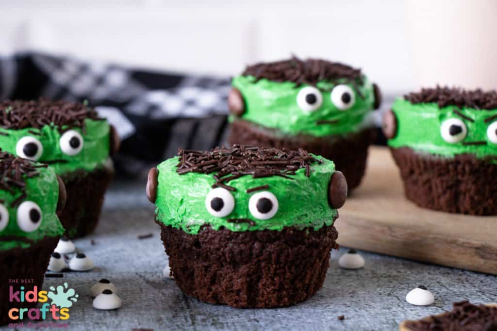 Frankenstein Cupcakes for Halloween • The Best Kids Crafts and Activities