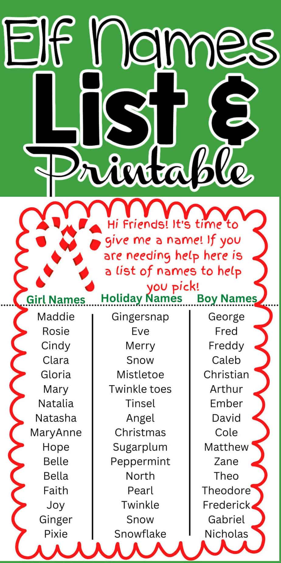 How To Name Your Elf On The Shelf Elf Name Ideas Printable List