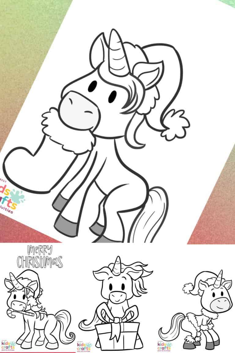 Christmas Unicorn Coloring Pages Printable for Kids
