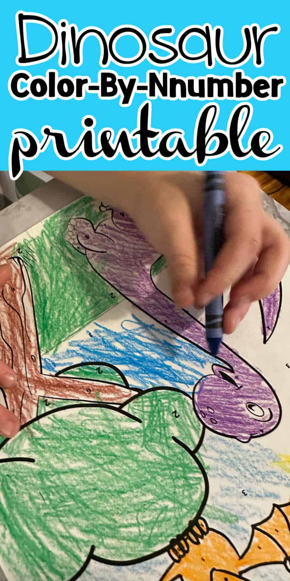 Dinosaur Color By Number Printable Worksheet for Kids