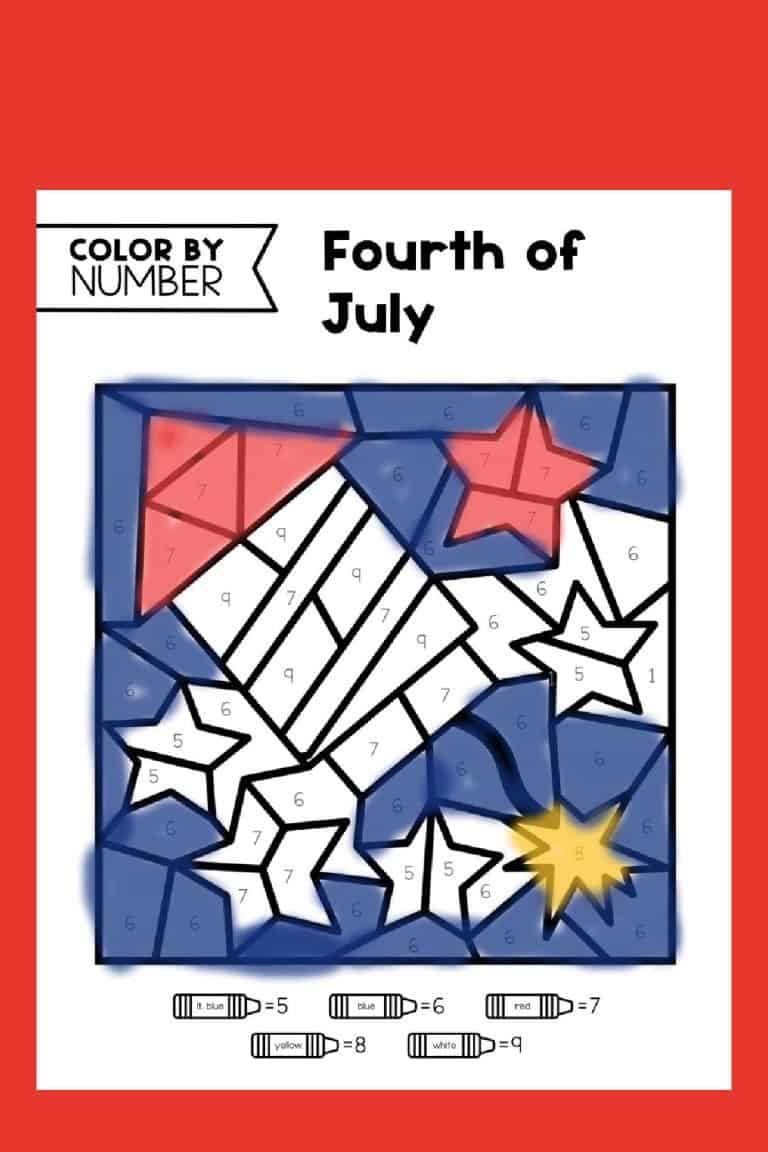4th of July Color by Number Printable