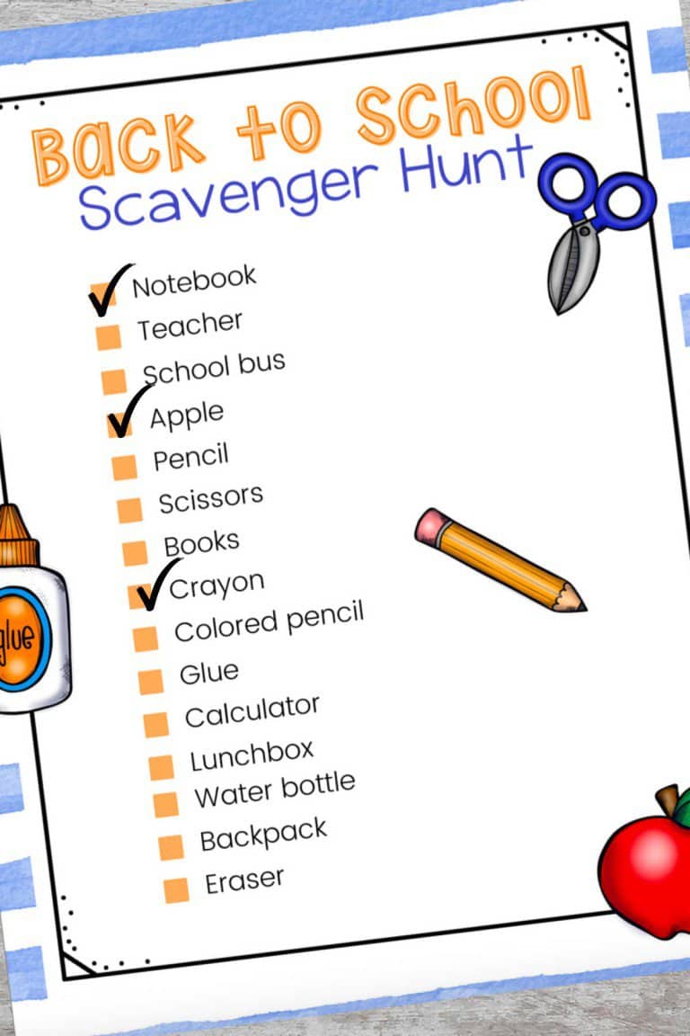 Back to School Scavenger Hunt Printable • The Best Kids Crafts and ...