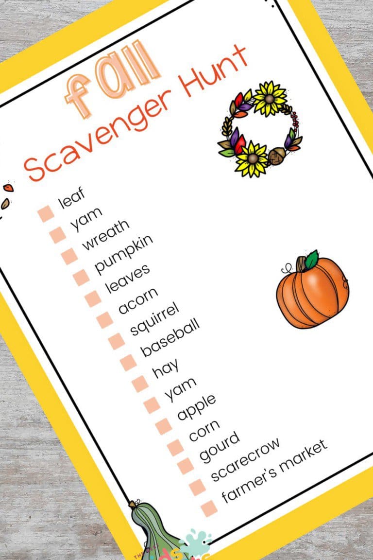 Fall Scavenger Hunt Printable • The Best Kids Crafts and Activities
